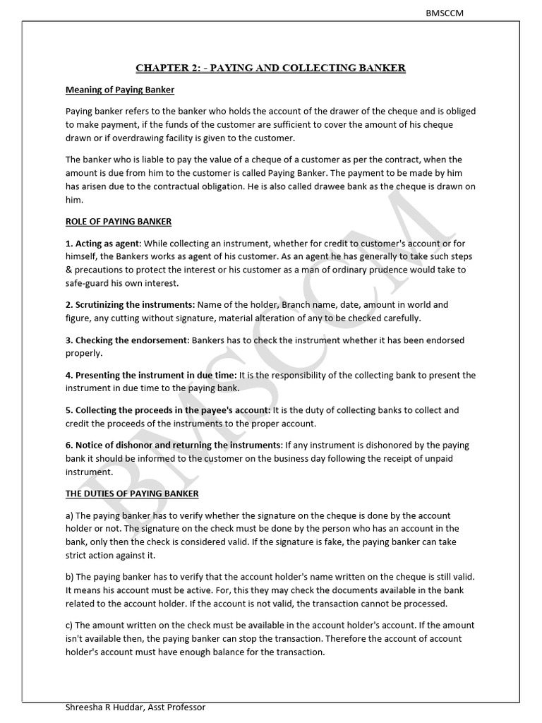 CH2 Paying and Collecting Banker | PDF | Cheque | Negotiable Instrument