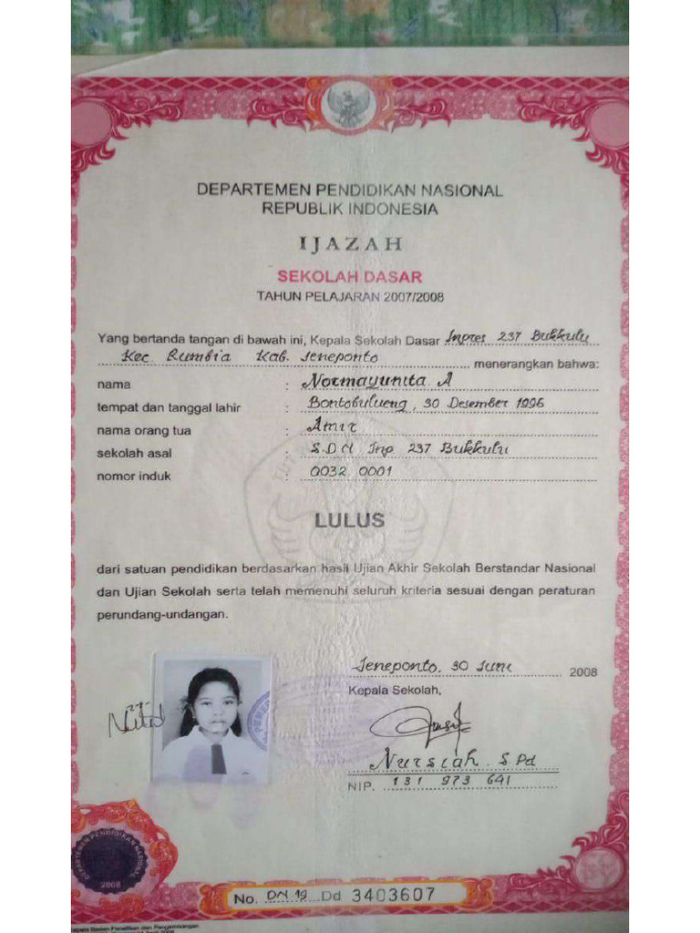 Ijazah SD Mita | PDF