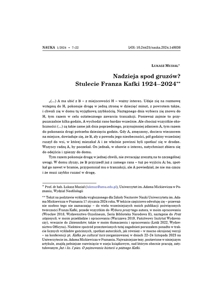 Nadzieja+spod+gruzów ++Stulecie+Franza+Kafki+1924-2024 | PDF
