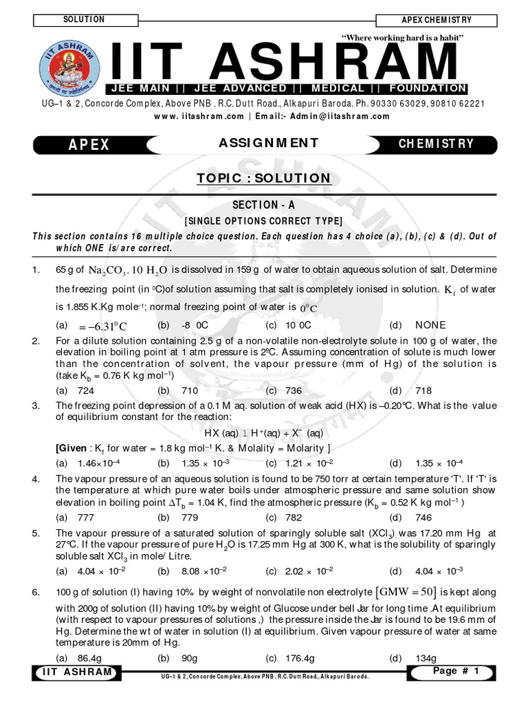 1 Solution Apex Pmd Pdf Solubility Ethanol
