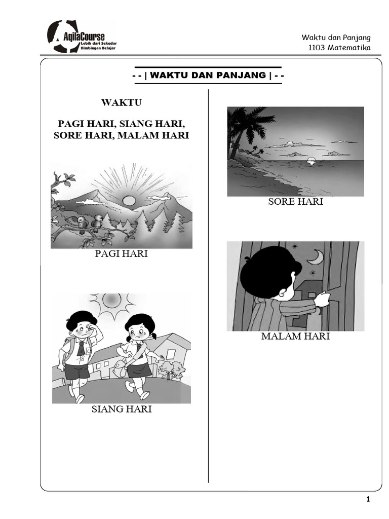 Modul Bimbel Kelas 1 KTSP 1103 Matematika Bab 3 Waktu Dan Panjang | PDF
