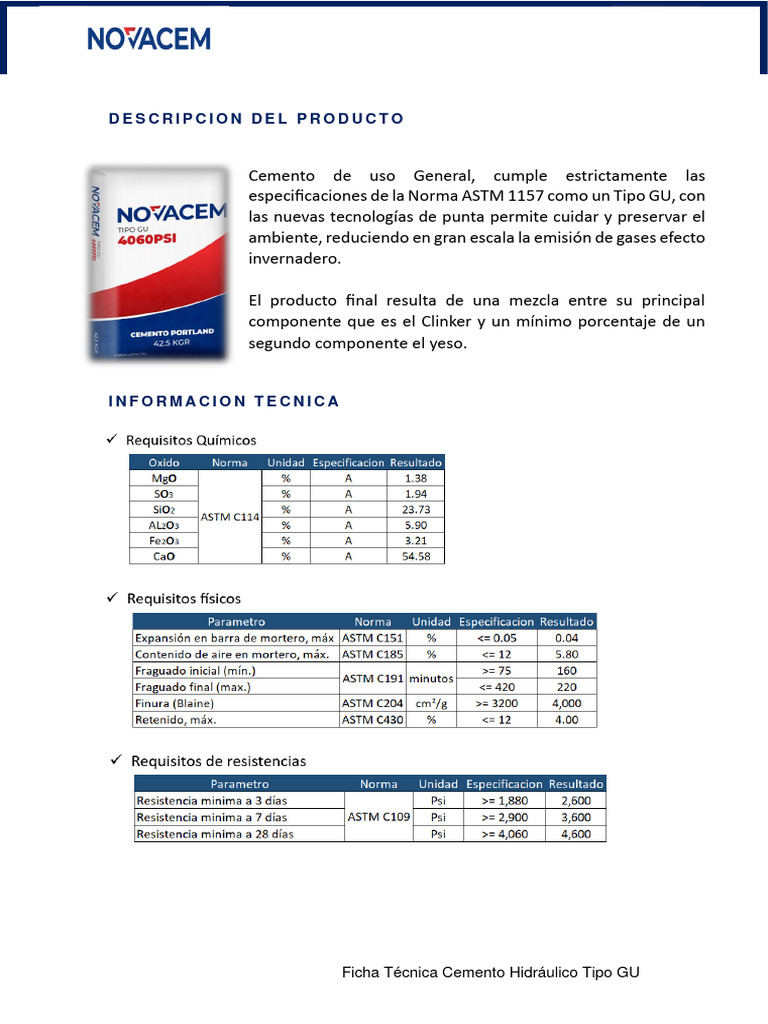 Cemento Novacem | PDF