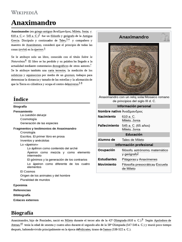 Anaximandro: Filosofía y Cosmología | PDF | Filosofía griega antigua