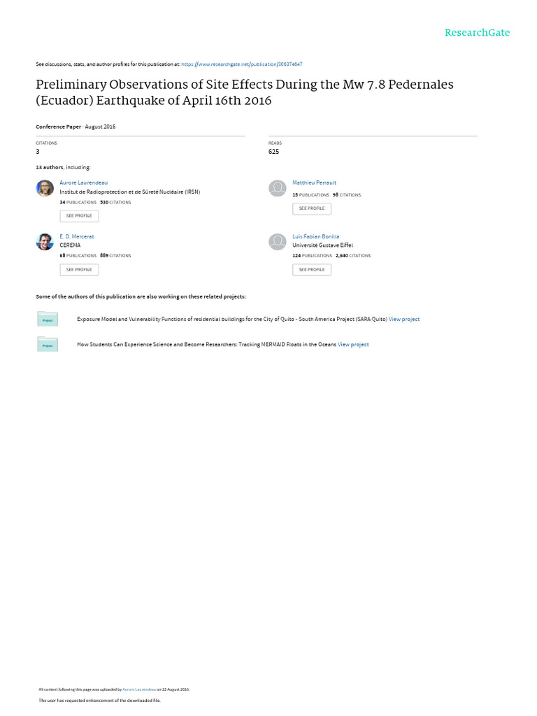 Preliminary Observations of Site Effects During Pedernales Earthquake ...