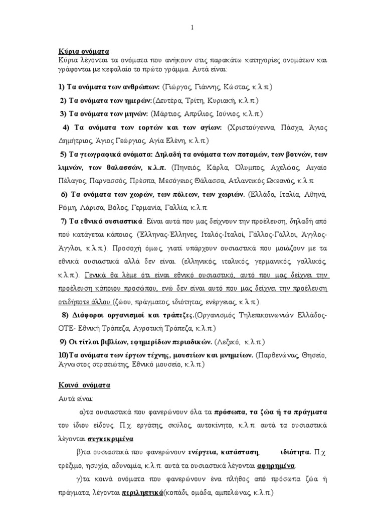 ΚΥΡΙΑ ΟΝΟΜΑΤΑ, ΑΛΦΑΒΗΤΙΚΗ ΣΕΙΡΑ | PDF