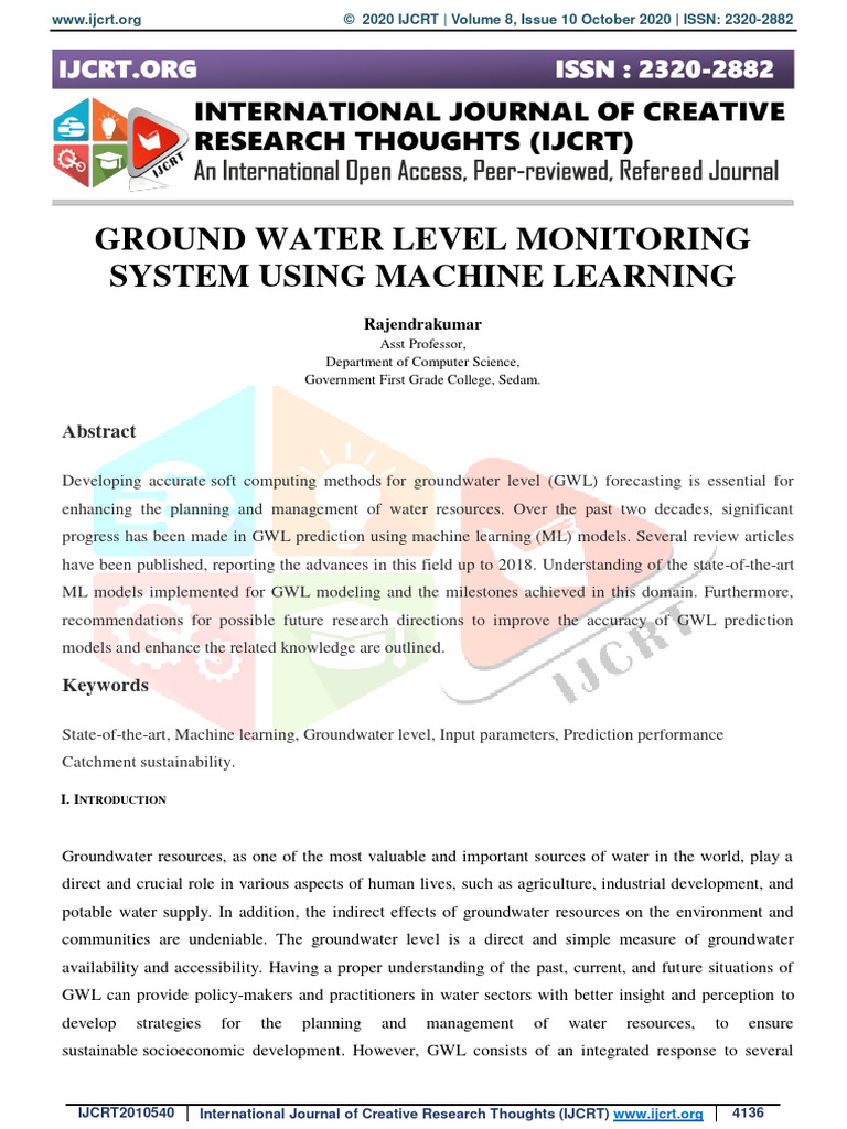 Ground Water Level Monitoring System Using Machine Learning ...