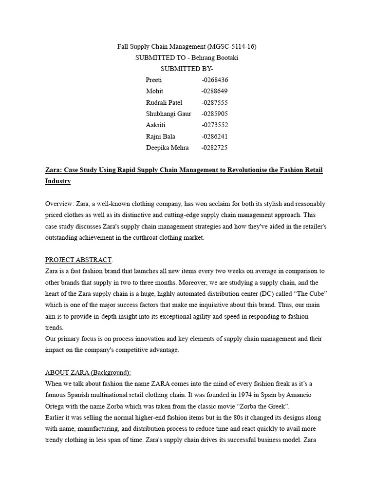 zara_supply_chain_project_proposal (Case study) | Download Free PDF ...