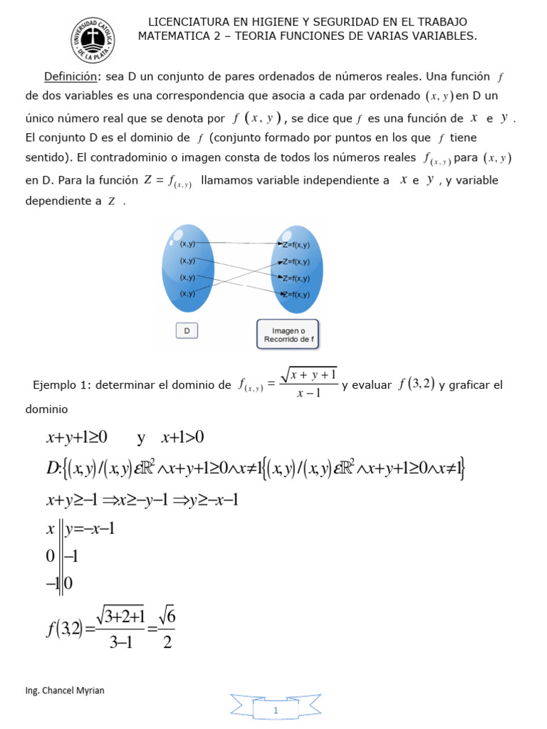 Funciones de Varias Variables: Dominio y Continuidad | PDF | Función (Matemáticas) | Curva