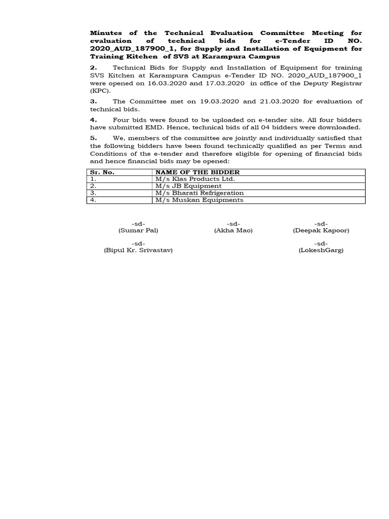 Technical Bid Evaluation Summary | PDF | Business | Technology ...