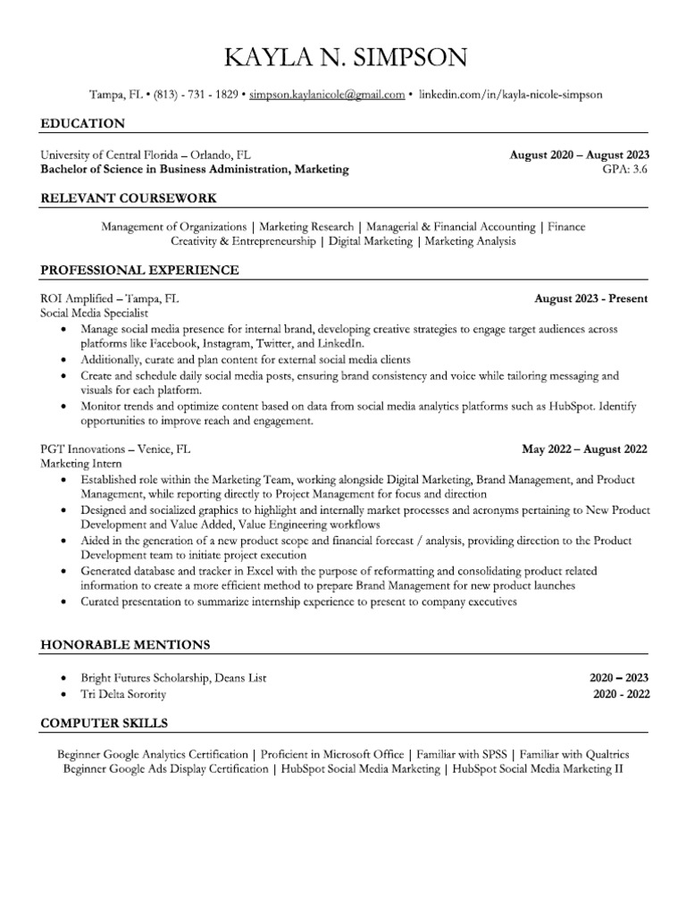 Kayla Simpson Resume2024 | PDF