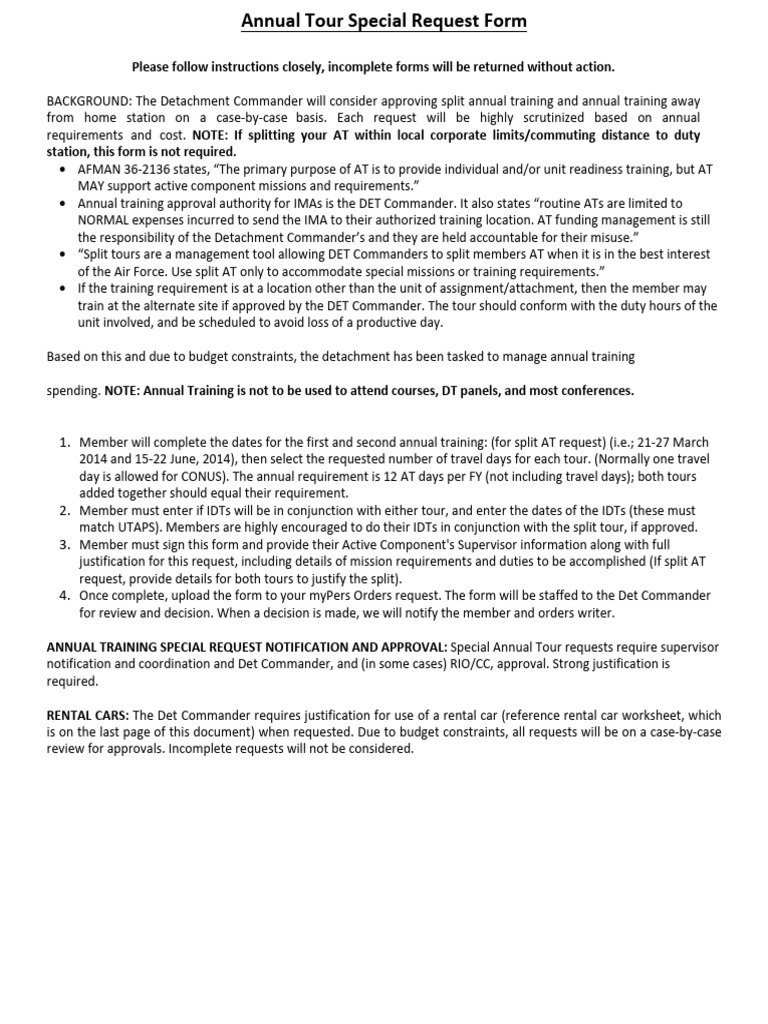 AT Special Request Form | PDF | Transport