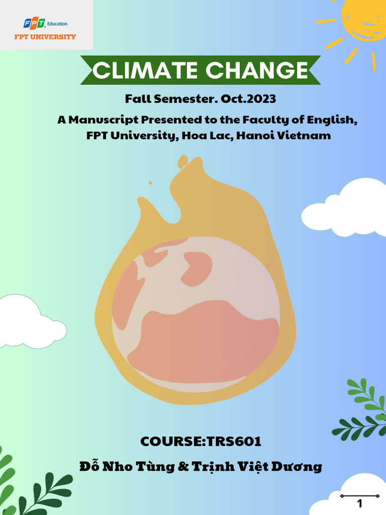 CLIMATE CHANGE Manuscript by Tùng and Dương | PDF | Climate Change ...