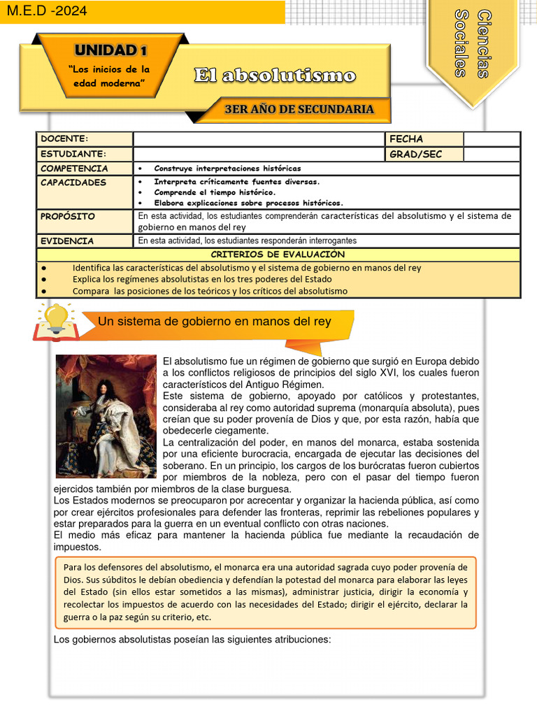 Ficha de Actividad CCSS 3° - Semana 2 | PDF | Gobierno