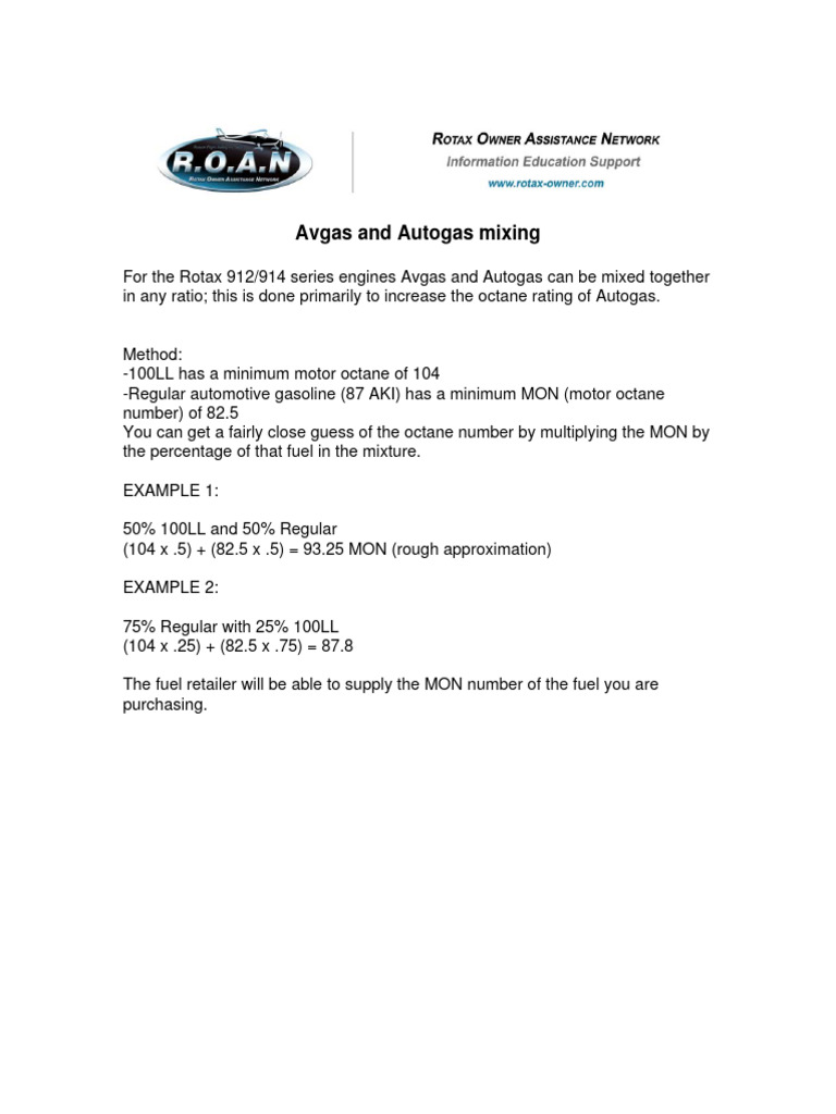 Avgas Autogas Mixing | PDF | Technology & Engineering