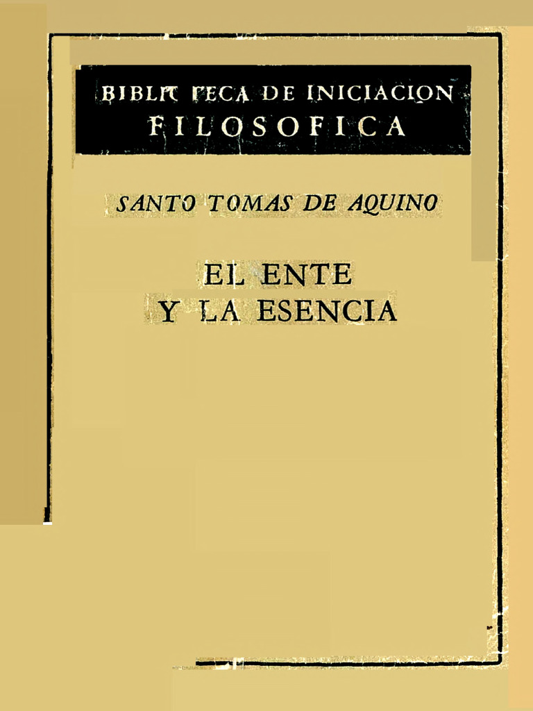 El Ente y La Esencia Santo Tomas de Aquino - Traduccion de Manuel ...