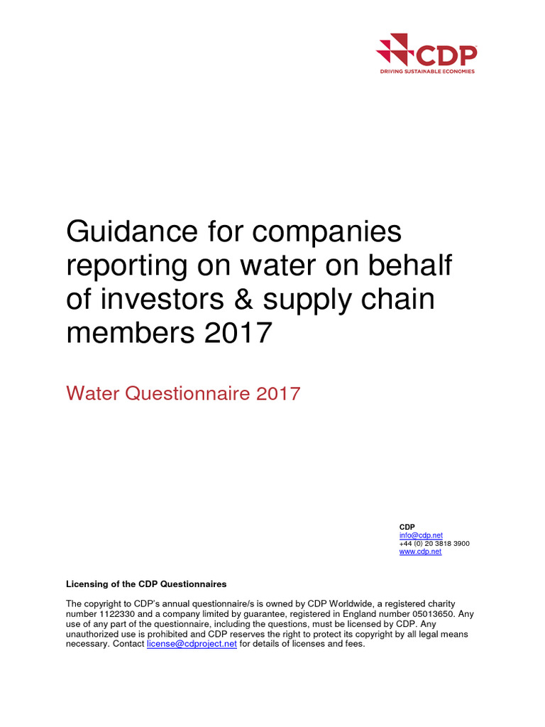 CDP Water Reporting Guidance | PDF