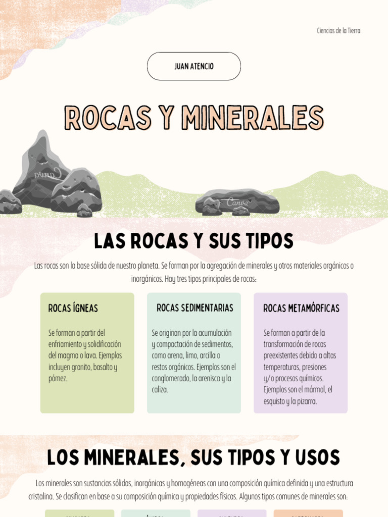 Tipos de Rocas y Minerales Esenciales | PDF | Minerales | Roca (geología)