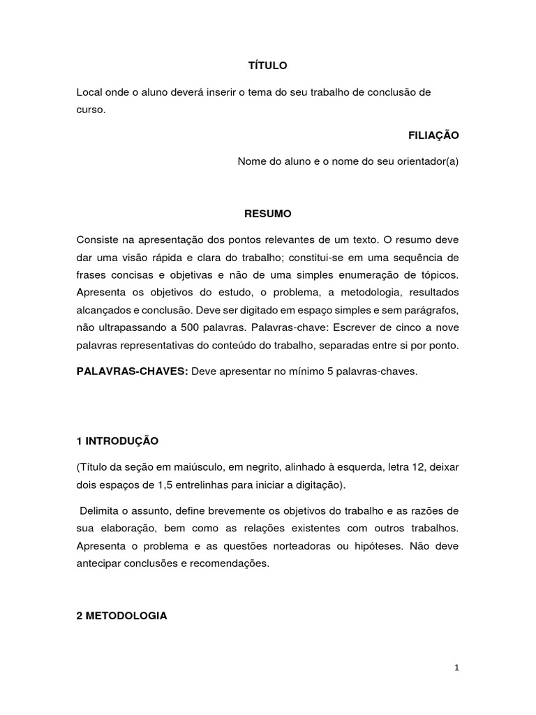 MODELO DE TCC AT. FACEMINAS ARTIGO | Download grátis PDF | Abstract (resumo)