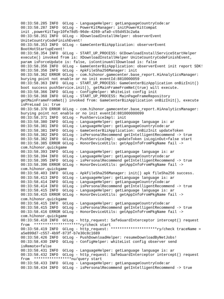 Game Center Initialization Log Analysis | PDF | Software | Communications Protocols