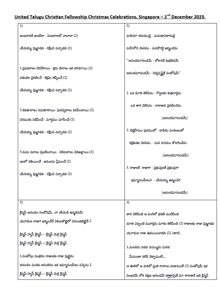 UTCF Christmas Songs 2023 | PDF