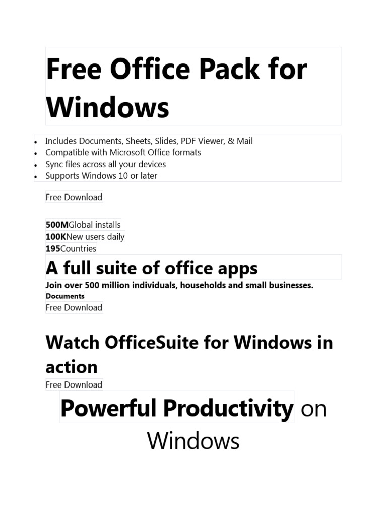 Free Office Pack For Windows | PDF | Microsoft Office | Application ...