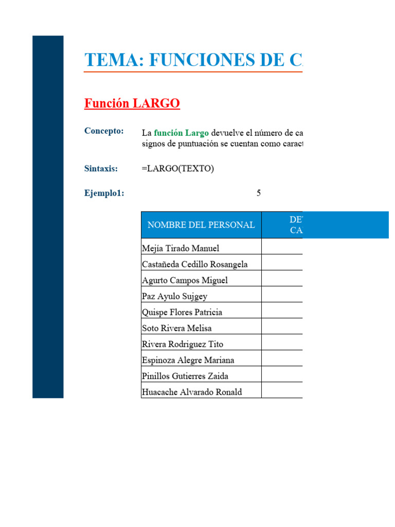 Funciones Cadena | Descargar gratis PDF | Microsoft Excel | Informática