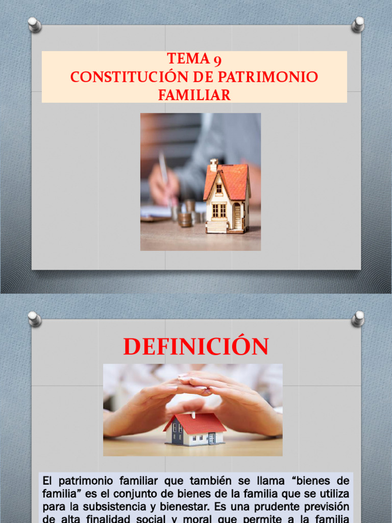 Constitución de Patrimonio Familiar | PDF | Bienes (Ley) | Divorcio
