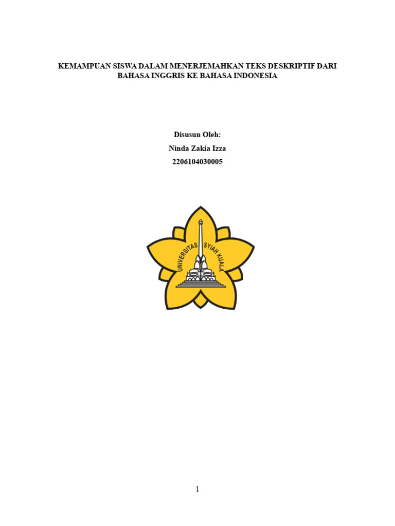 Kemampuan Siswa Dalam Menerjemahkan Teks Deskriptif Dari Bahasa Inggris ...