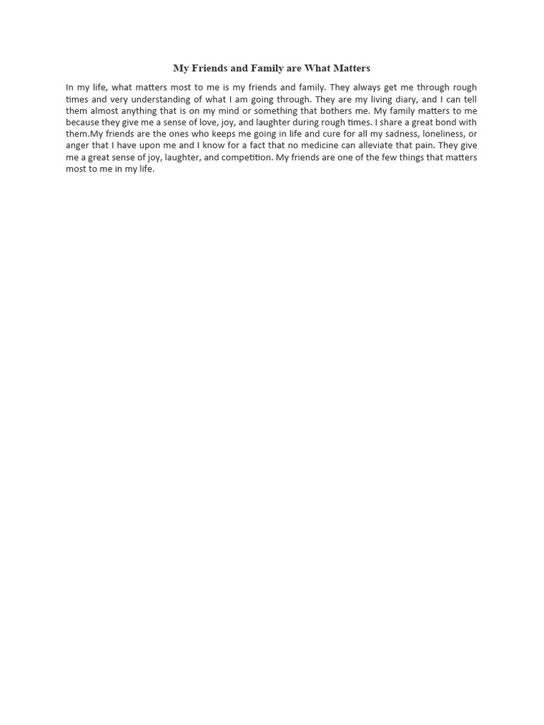Importance of Friends and Family | PDF