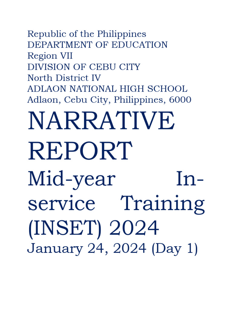 INSET 2024: Adlaon School Report | PDF | Teachers | Pedagogy