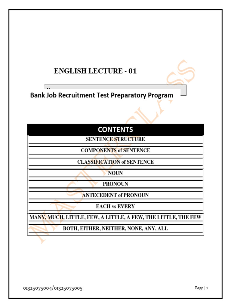 English Lecture 01 | PDF | Verb | Grammatical Number