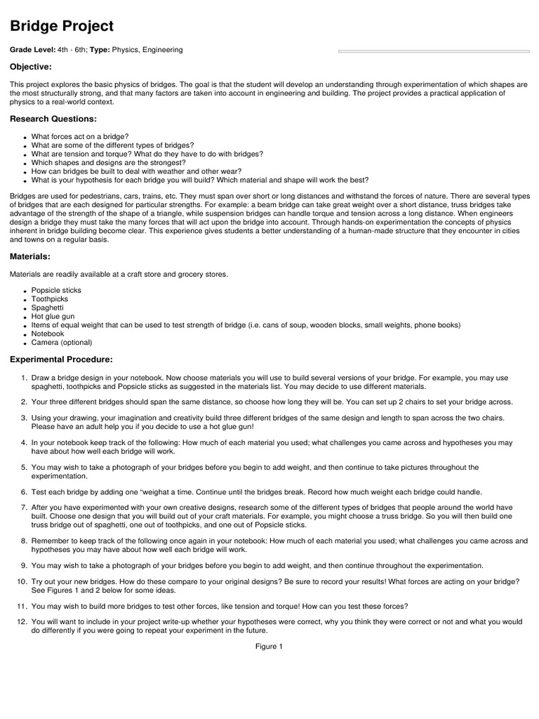 Building The Best Bridge | PDF | Bridge | Experiment