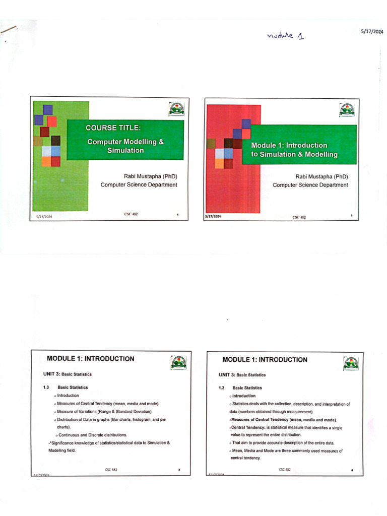 CSC482 01-Unit3 Basic Statistics | PDF