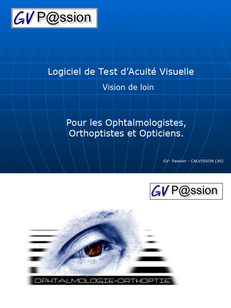 Logiciel d'Acuité Visuelle pour Pros | PDF | Acuité visuelle ...