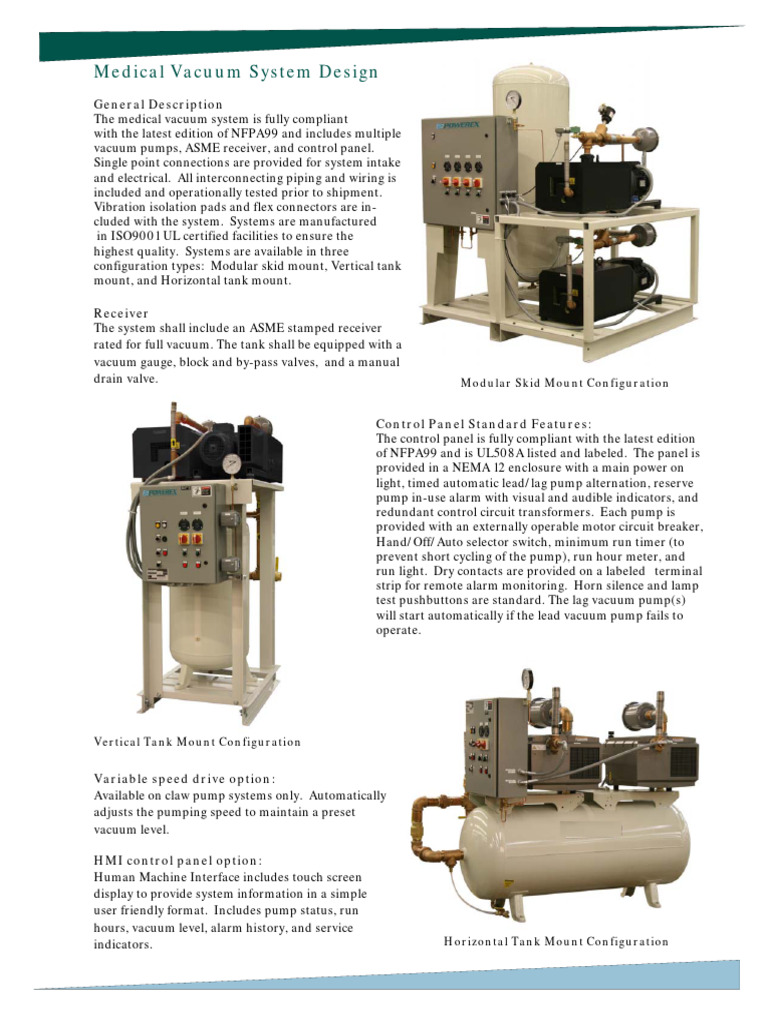Medical Vacuum Systems Flyer | PDF | Pump | Vacuum