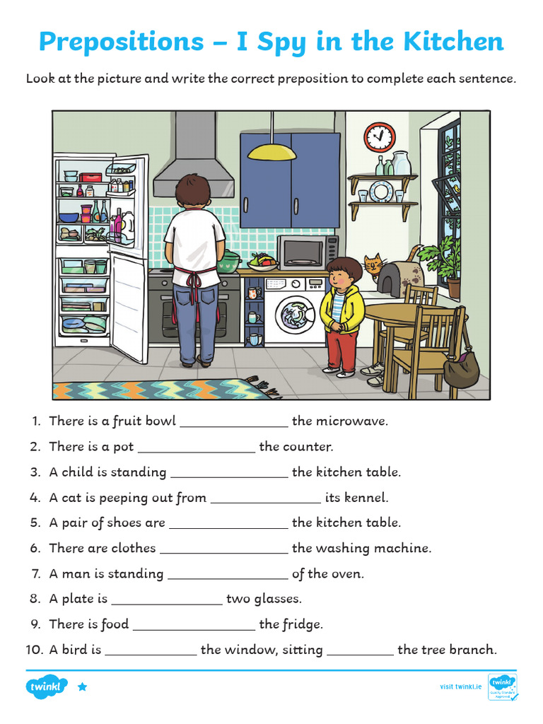 Kitchen Prepositions Activity Guide | PDF
