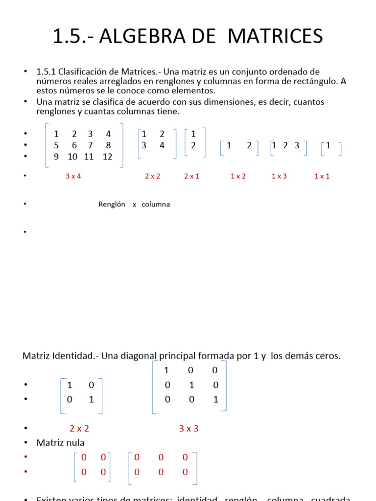 Algebra de Matrices | PDF | Matriz (Matemáticas) | Multiplicación