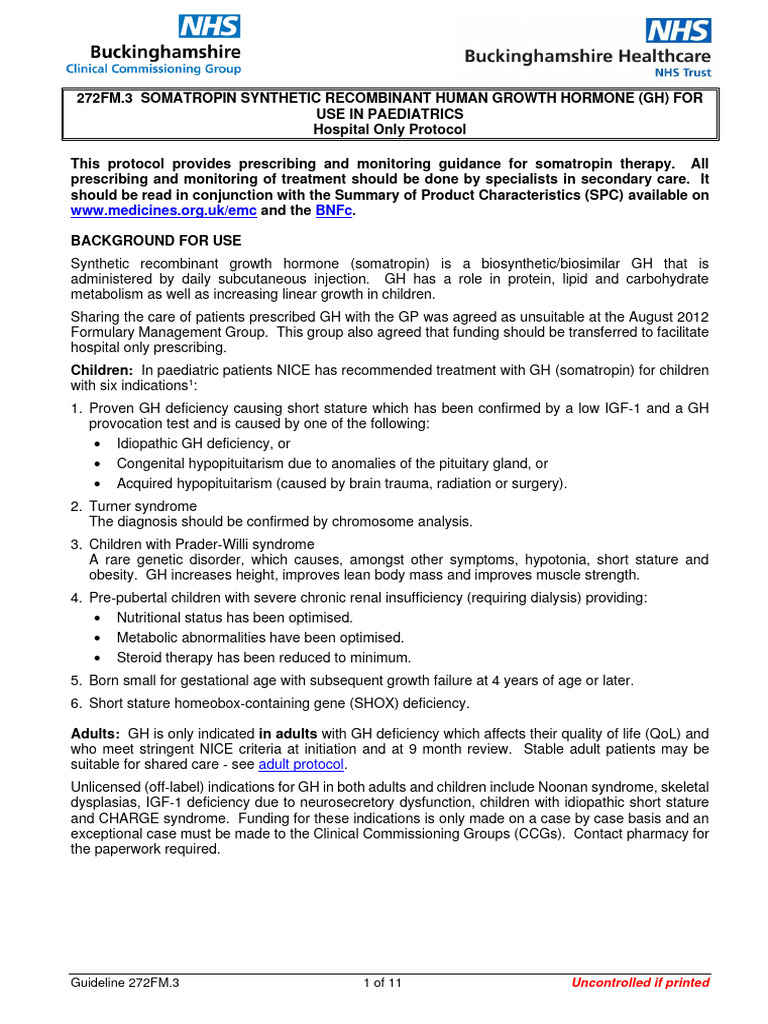 Guideline 272FM | PDF | Growth Hormone | Medical Prescription