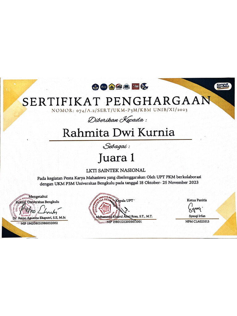 Juara 1 LKTIN Saintek 2023 | PDF