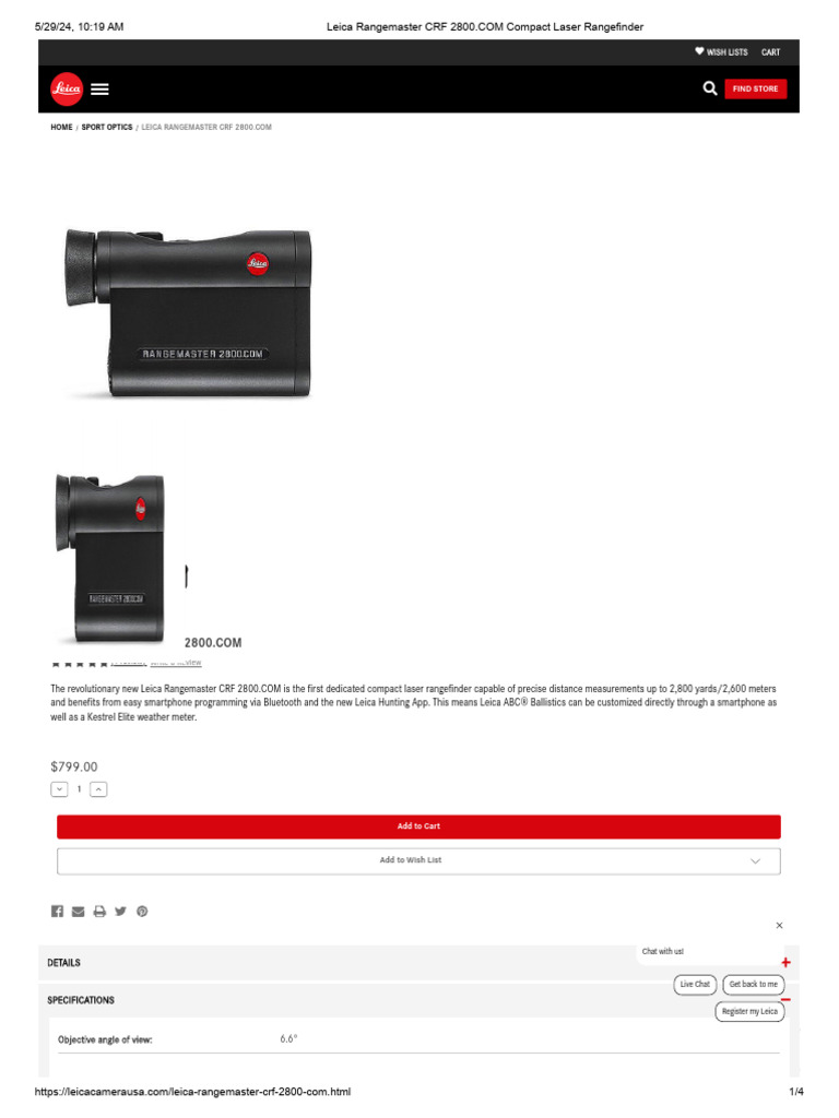 Leica Rangemaster CRF 2800.COM Compact Laser Rangefinder | PDF | Camera | Photography Equipment