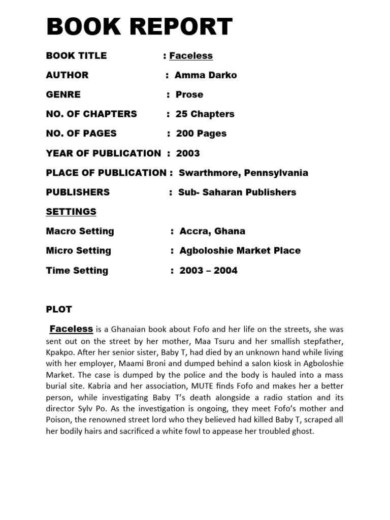 Faceless - Book Review | PDF