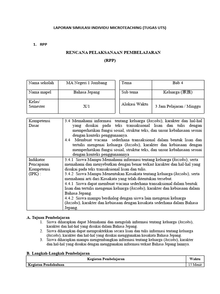 Laporan Simulasi Individu Microteaching - Vian Panji Asmara - 22020104065 | PDF | Karier ...