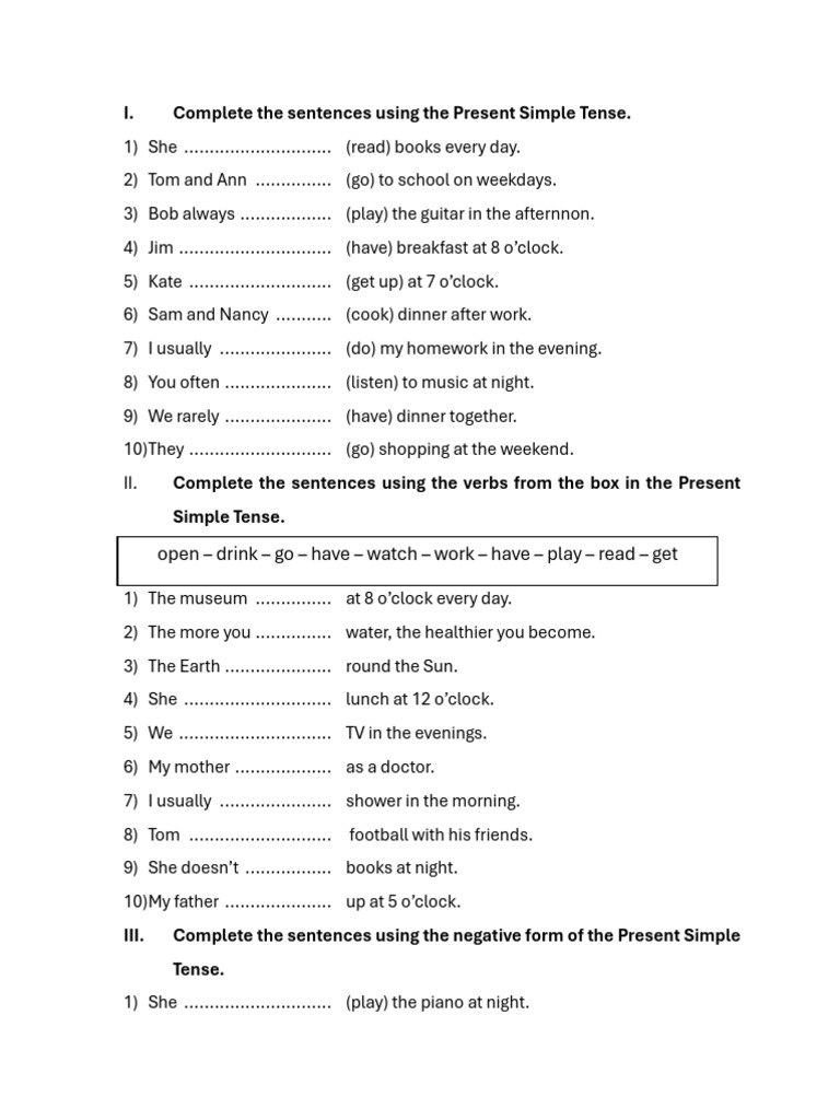 Present Simple Tense | PDF | Grammar | Linguistics