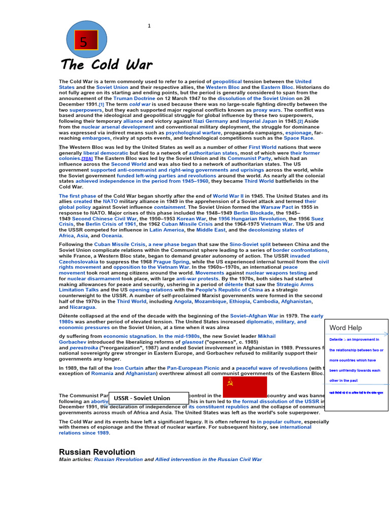 Cold War ch-5 His Class6 | PDF | Cold War | Soviet Union