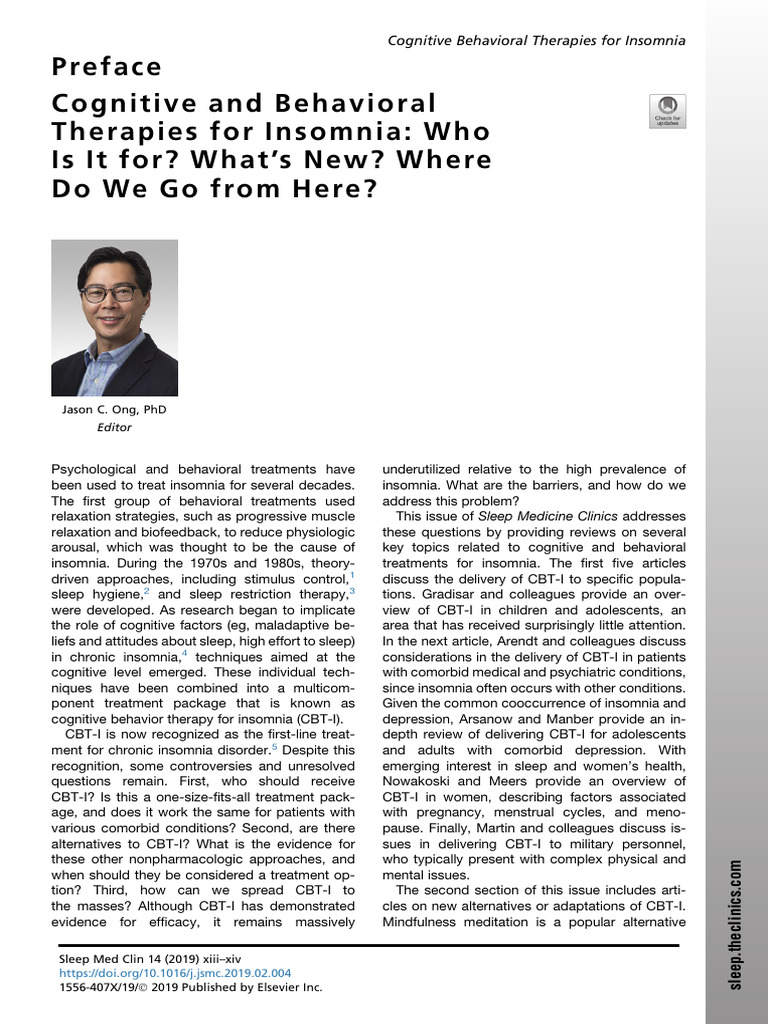 Cognitive-and-Behavioral-Therapies-for-Insomnia - Jason C. Ong | PDF ...