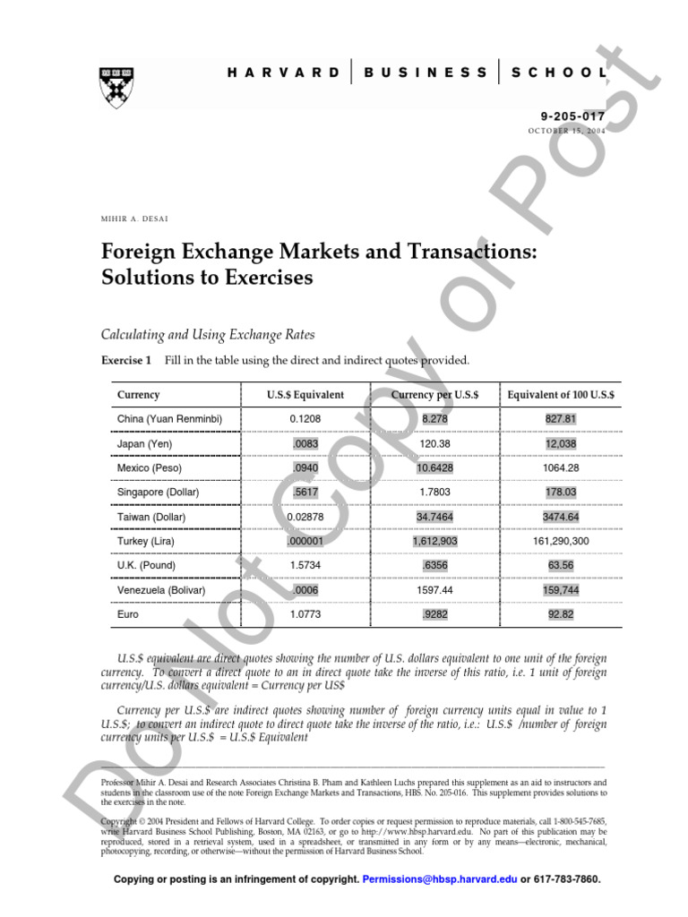 Foreign Exchange Market and Transactions - Solutions | PDF | Purchasing ...