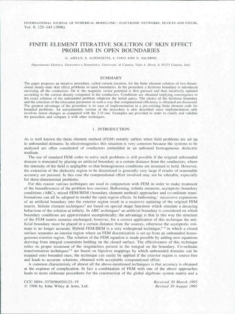 Finite Element Iterative Solution Of Skin Effect Problems In Open Boundaries Aiello 125 143