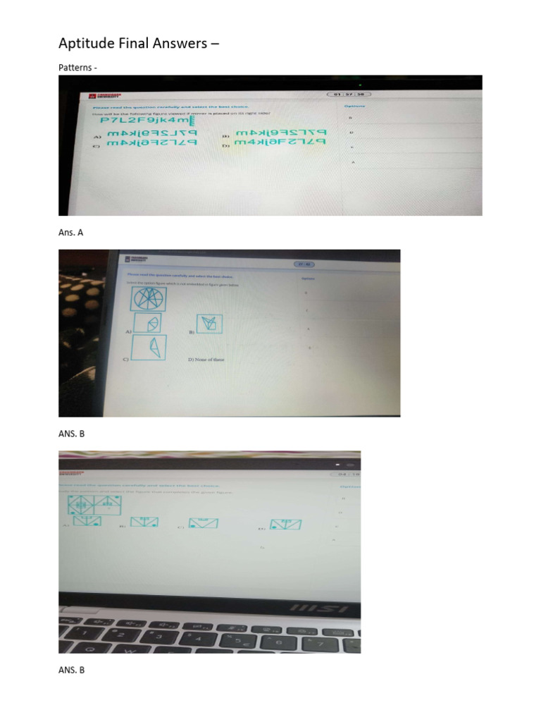 Aptitude Final Answers - : Patterns | PDF | Interest | Academic Degree