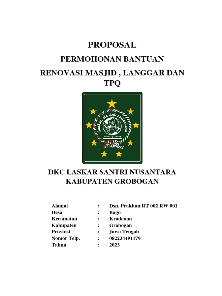 Renovasi Masjid & TPQ Grobogan 2023 | PDF