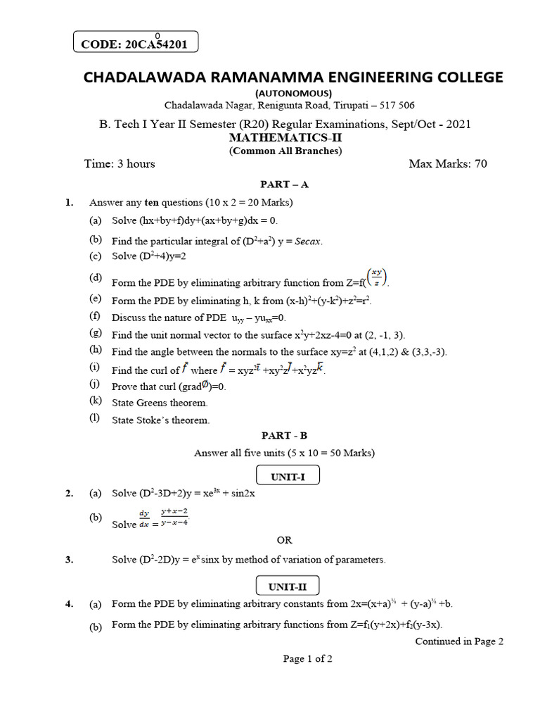 Cse Set I | PDF | Partial Differential Equation | Mathematical Analysis